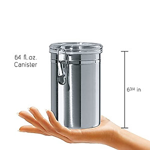 SILVERONYX Stainless Steel Canisters for the Kitchen - Beautiful Airtight for Kitchen Counter, Medium 64 fl oz, Food Storage Container, Tea Coffee Sugar Flour Canisters Medium 64oz - 4 Piece