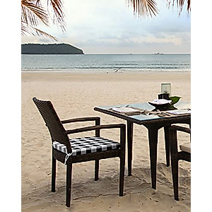 Prime-Home Indoor/Outdoor Waterproof Seat Cushion Cover, Black and White Buffalo Plaid Patio Chair Seat Cushion Slip Cover 4 Pack Chair Cushion Cover with Ties 20''x18'' Farm Style