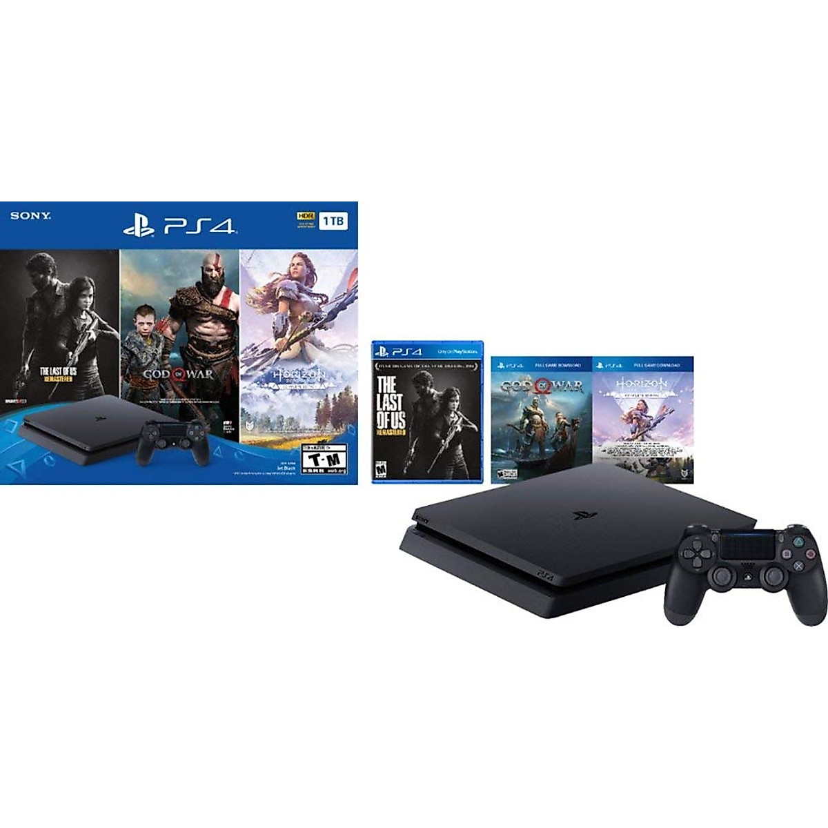 Newest Flagship Sony Play Station 4 2TB HDD Only on Playstation PS4 Console Slim Bundle - Included 3X Games (The Last of Us, God of War, Horizon Zero Dawn) 2TB Hard Drive Incredible Games -Jet Black