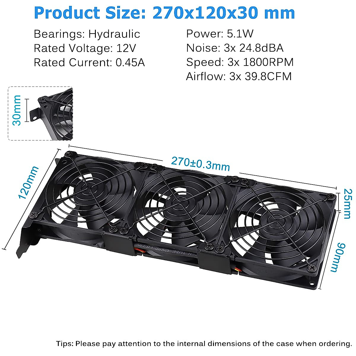 GDSTIME Graphic Card Fans, PCI Slot 3 x 90mm 92mm Fans, Graphics Card Cooler, Video Card Cooler, VGA Cooler