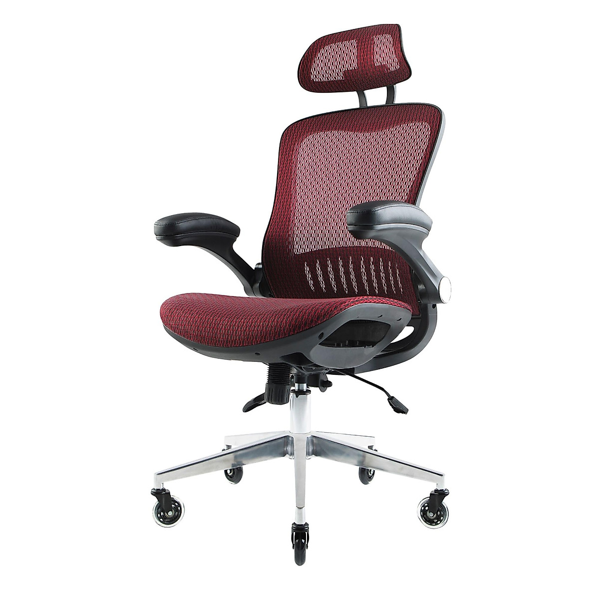 Nouhaus Ergonomic Mesh Office Chair Comfy Gaming Chairs with Adjustable Headrest & Armrest, Big and Tall Swivel Desk Computer Chair Tilt Function(ErgoFlip, Burgundy)