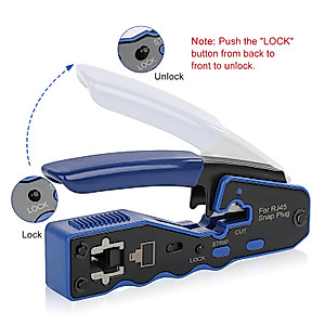 RJ45 Crimp Tool Kit Pass Thru Ethernet Crimper for Cat5e Cat6 Cat6a 8P8C Modular Connectors, All-in-One Cat6 Crimping Tool and Tester(9V Battery Not Included)