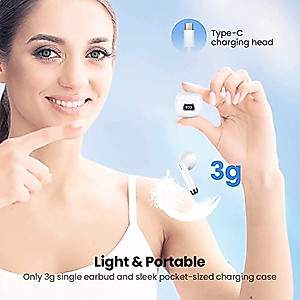 Wireless Earbuds for Amazon Fire 7 (2022) Bluetooth 5.3 Headphones with LED Display Charging Case, Waterproof IPX7 Hands-Free Headset with Mic, Hi-Fi Stereo Sound, Touch Control - White