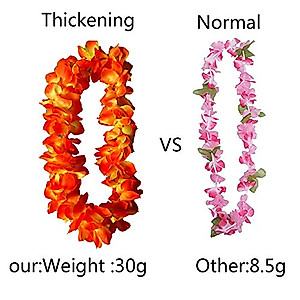 Hawaiian Leis Hawaiian Party Luau Party Favors Necklace Bracelets Headband 4 Pcs Set (Orange)
