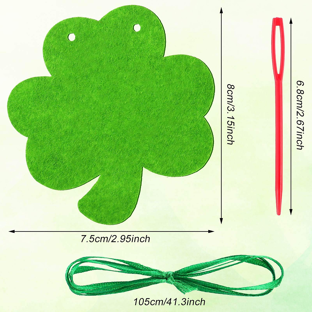 36 Pieces St. Patrick Day Shamrock Ornament Craft Kit, Irish Green Felt Clover Hanging Decoration Wall Hanging Ornament Shamrock Expression for DIY Present Party Favor Classroom School Decor Supplies