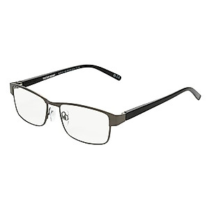Foster Grant Men's Leo Square Reading Glasses, Gunmetal/Transparent, 59 mm + 2.5