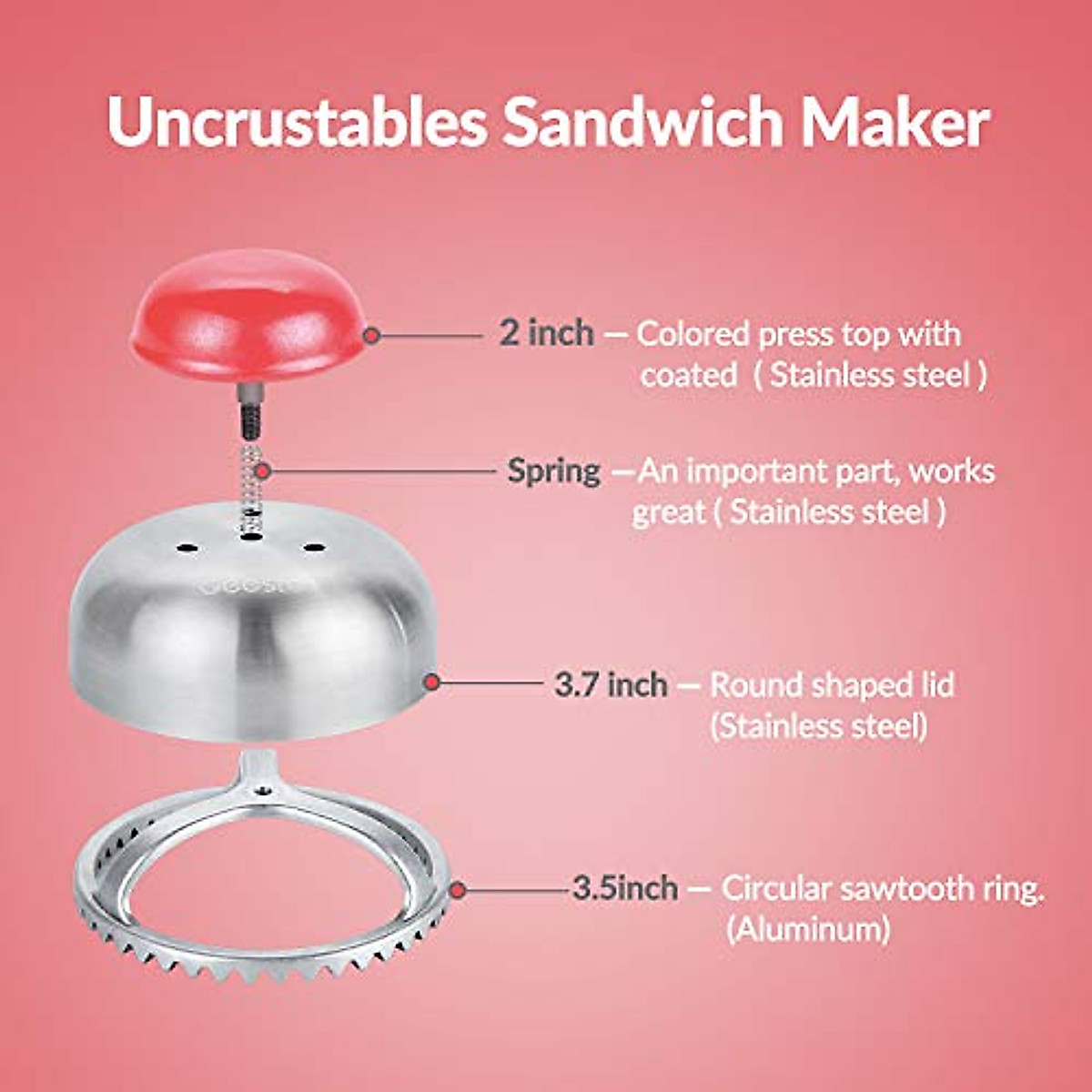 Sandwich Cutter and Sealer for Kids Uncrustables Maker, Food-Grade 304 Stainless Steel DIY Sandwich Decruster Bento Box Lunch Sandwich Cutter for Kids, Boys and Girls Back to School