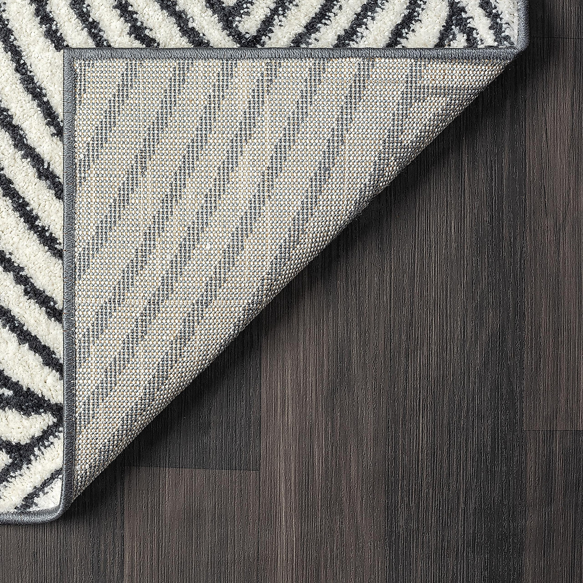 Abani Nuevo Collection Area Rug -Cream/Charcoal Modern Lined Design -7'9" x 10'2" - Easy to Clean - Durable for Kids and Pets - Non-Shedding - Medium Pile - Soft Feel for Living Room, Bedroom & Office