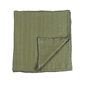 Muslin Swaddle Blanket, 100% Bamboo Plain Solid Olive Unisex Swaddle Wrap, Soft Silky Bamboo Green Muslin Swaddle Blankets Neutral Receiving Blanket for Newborn Boys and Girls, Large 47'' X47''