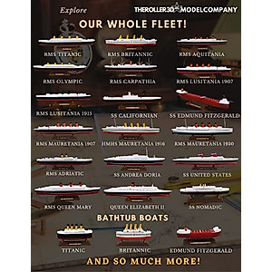 RMS Titanic Model 1 Foot in Length w/Floating Iceberg Model Included, White, 1 FT LONG