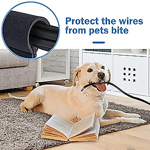 [4 Pack] JOTO Cable Management Sleeve, 19-20 Inch Cord Organizer System with Zipper for TV Computer Office Home Entertainment, Flexible Cable Sleeve Wrap Cover Wire Hider System -Black