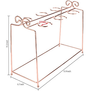 MyGift Modern Copper Metal Wire Countertop Hanging Wine Glass Holder, Stemware Display Rack