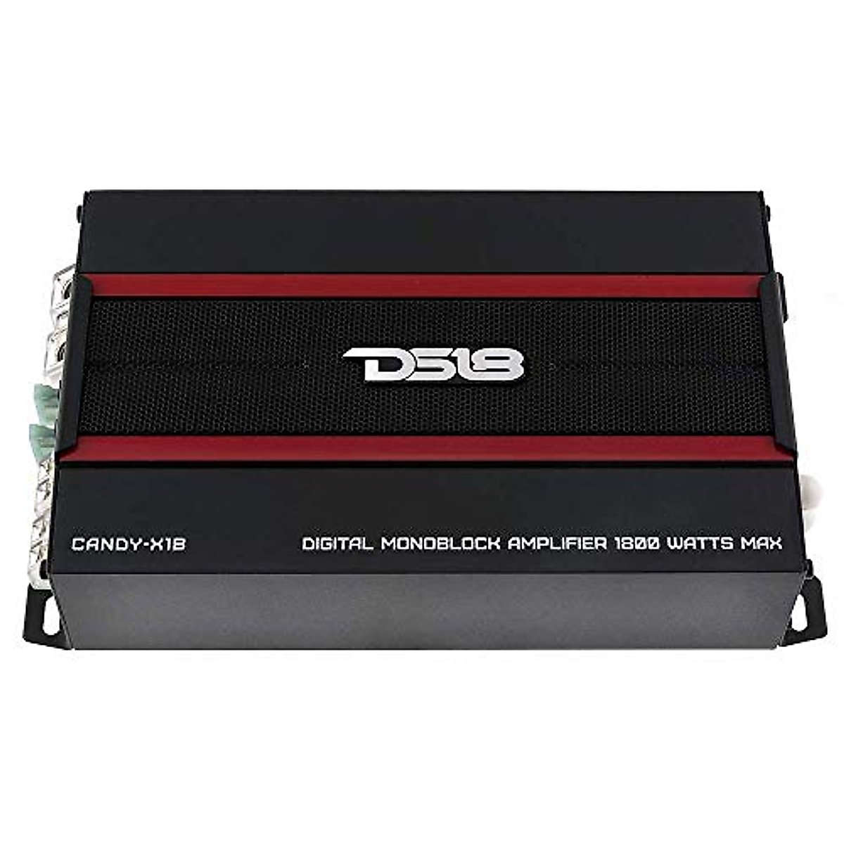 DS18 CANDY-X1B Amplifier in Black - Class D, Monoblock, 1800 Watts Max, Digital, 1/2/4 Ohm, with Remote Subwoofer Level Controller - Compact Amplifier for Speakers in Car Audio System
