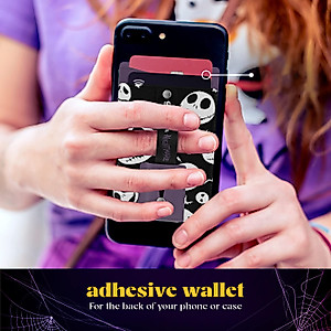 iJoy Disney Tim Burton’s The Nightmare Before Christmas Phone Wallet Stick On- Adhesive Cell Phone Wallet Card Holder with Finger Strap and Kickstand - Jack Skellington Gifts