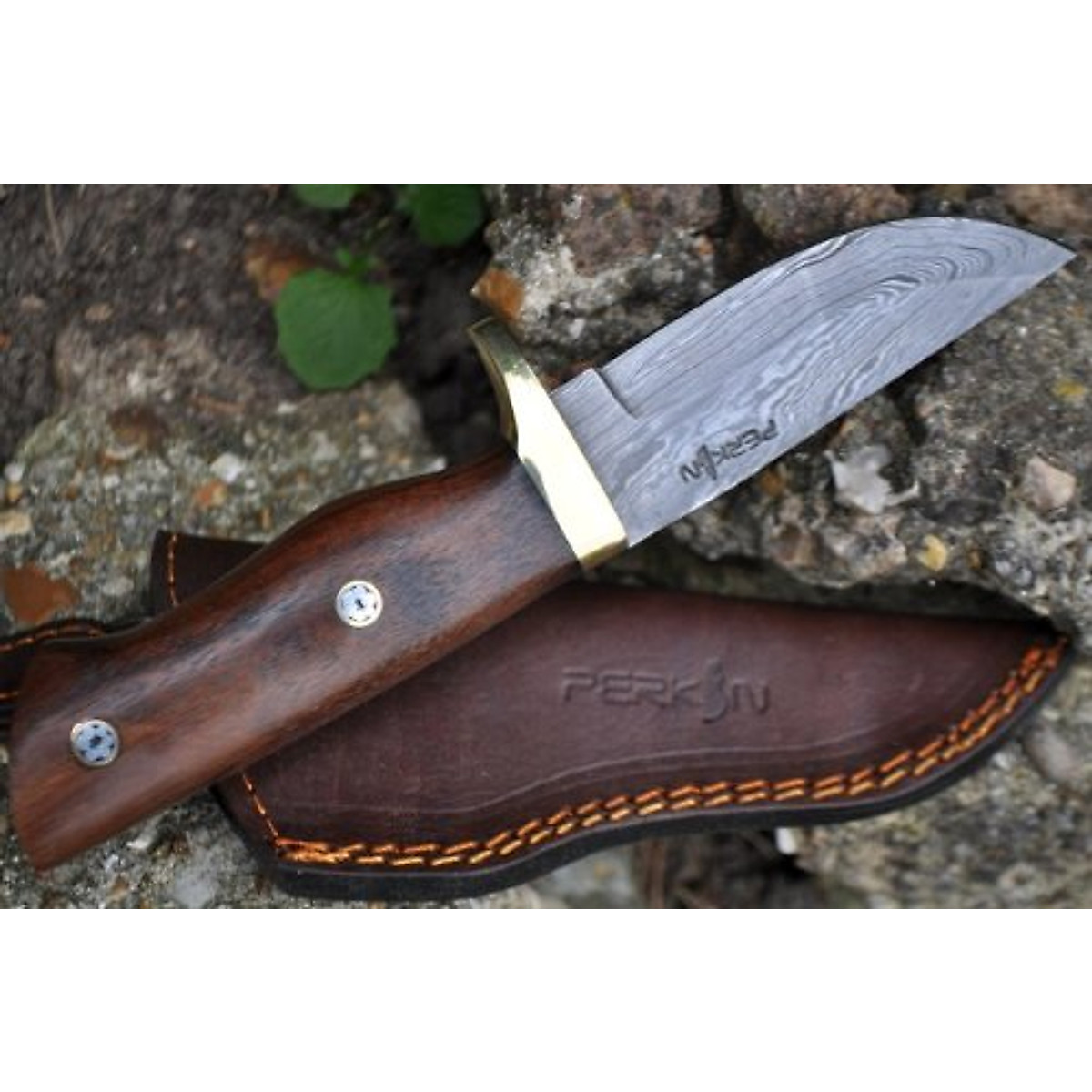 Perkin Knives- Custom Handmade Damascus Hunting Knife - Beautiful Camping Knife