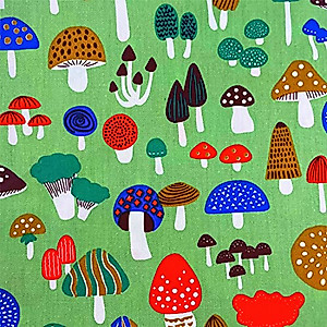 Mushroom Fabric Fat Quarters for Quilting,Cotton Printed Food Pattern Fabric Bundles 18x22,Botanical Woodland Theme SZRUIZFZ (6pcs)