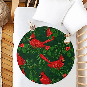 LAKIMCT Red Cardinal Bird Round Soft Baby Blankets for Boys Girls, Newborn Blanket for Suitable for Swaddling Sleep Stroller Cover Nursery Blanket, 35 Inch