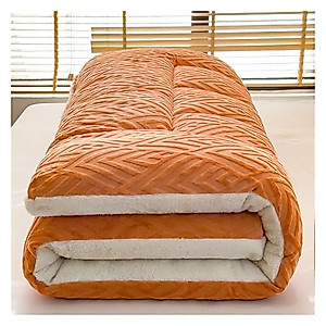 MTNBHH Japanese Home Soft Cushion, Floor Mattress, Winter Thickened Roll Up Mattress, Folding Sleeping Bed Pad for Home Camping Couch(Orange,150 * 200cm)
