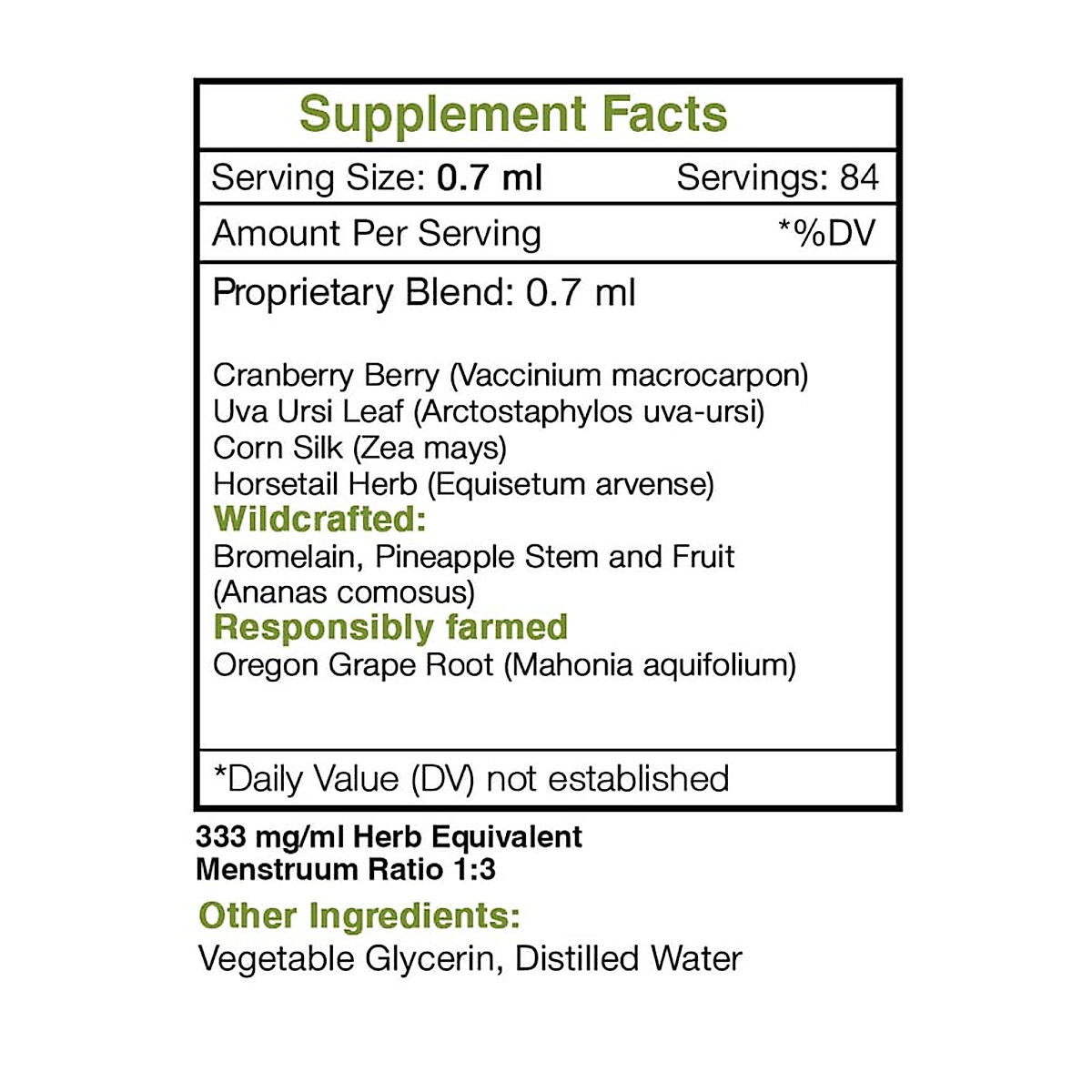 UTI Secret Alcohol-Free Extract, High-Potency Herbal Drops, Tincture Made from Cranberry, Bromelain, Pineapple, Uva Ursi, Oregon Grape, Corn Silk, Horsetail. Urinary Tract Formula 2 oz