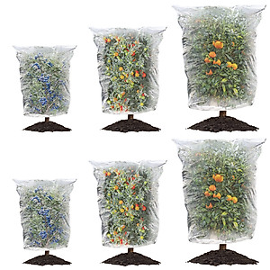 MIXC 6 Packs 3 Size Insect Netting Bag, Garden Bird Barrier Mesh Covers Bags With Drawstring, Bug Netting Plant Protection Covers Bags For Blueberry Tomato Vegetable Form Cicadas Bird Squirrels Eating