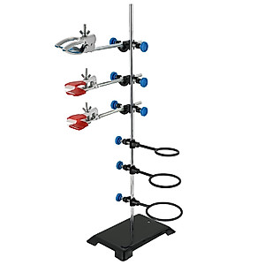 FLKQC Laboratory Grade Metalware Set | Chemistry Laboratory Stand Set, Lab Instrument Supports Lab Clamp Flask Clamp Condenser Stand 23.6in/60cm