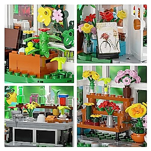 Flower House Building Set, Garden House Building Toy with LED Light, Creative Building Playset, Build a Greenhouse Model, Great Gift for Friends or Girls (597 Pieces)