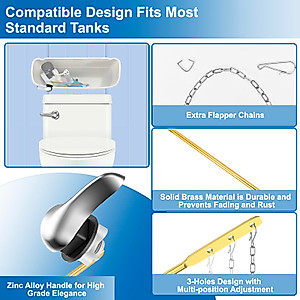 Xlajiao Toilet Handle Replacement Kit, Front Universal Toilet Flush Handle, Zinc Alloy Toilet Handle Lever with H2 Brass Arm, Compatible with American Standard/Mansfield Toilet