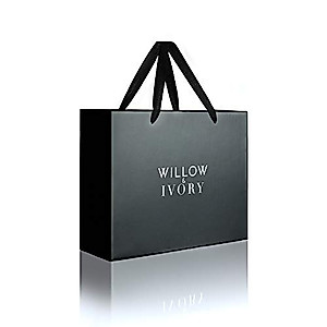 Willow&Ivory Bathroom Accessories Set | 4 Piece, Ceramic Bath Set | Toothbrush Holder, Soap Dispenser, Soap Dish & Tumbler | White Oak Collection