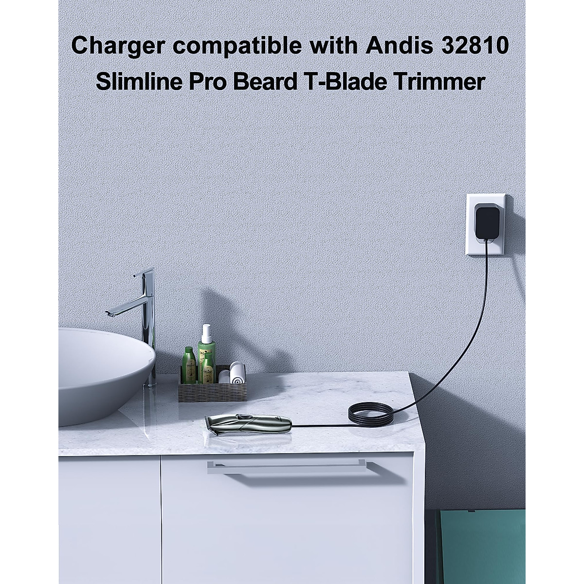 VHBW 5V Charger for Andis Slimline Pro Lithium ion T-Blade Trimmer 32810 33785 32400 32475 32490 32680 32690 32445 32485 Replacement 4.9V Andis Trimmer Power Cord