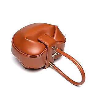 Mn&Sue Fashion Designer Women's Genuine Leather Top Handle Handbag Evening Bag Party Prom Wedding Purse (Normal, Brown)
