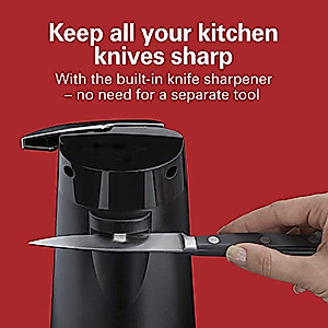 Hamilton Beach Electric Automatic Can Opener, Extra-Tall, Auto-Shutoff with Knife Sharpener & Bottle Opener, Black (76510)
