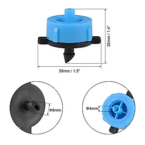 uxcell Pressure Compensating Dripper 4GPH 16L/H Emitter for Garden Lawn Drip Irrigation with Barbed Hose Connector Plastic Black Blue 15pcs