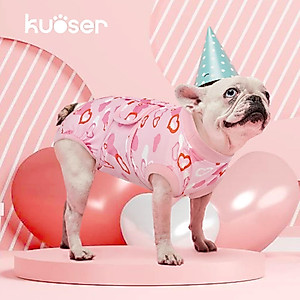 Kuoser Dog Surgery Recovery Suit, Valentine's Day Dog Surgical Recovery Suit for Female Male Dogs, Dog Onesies for Small Dogs, Pet Surgical Suit for Spay Neuter Dog Cone Alternative