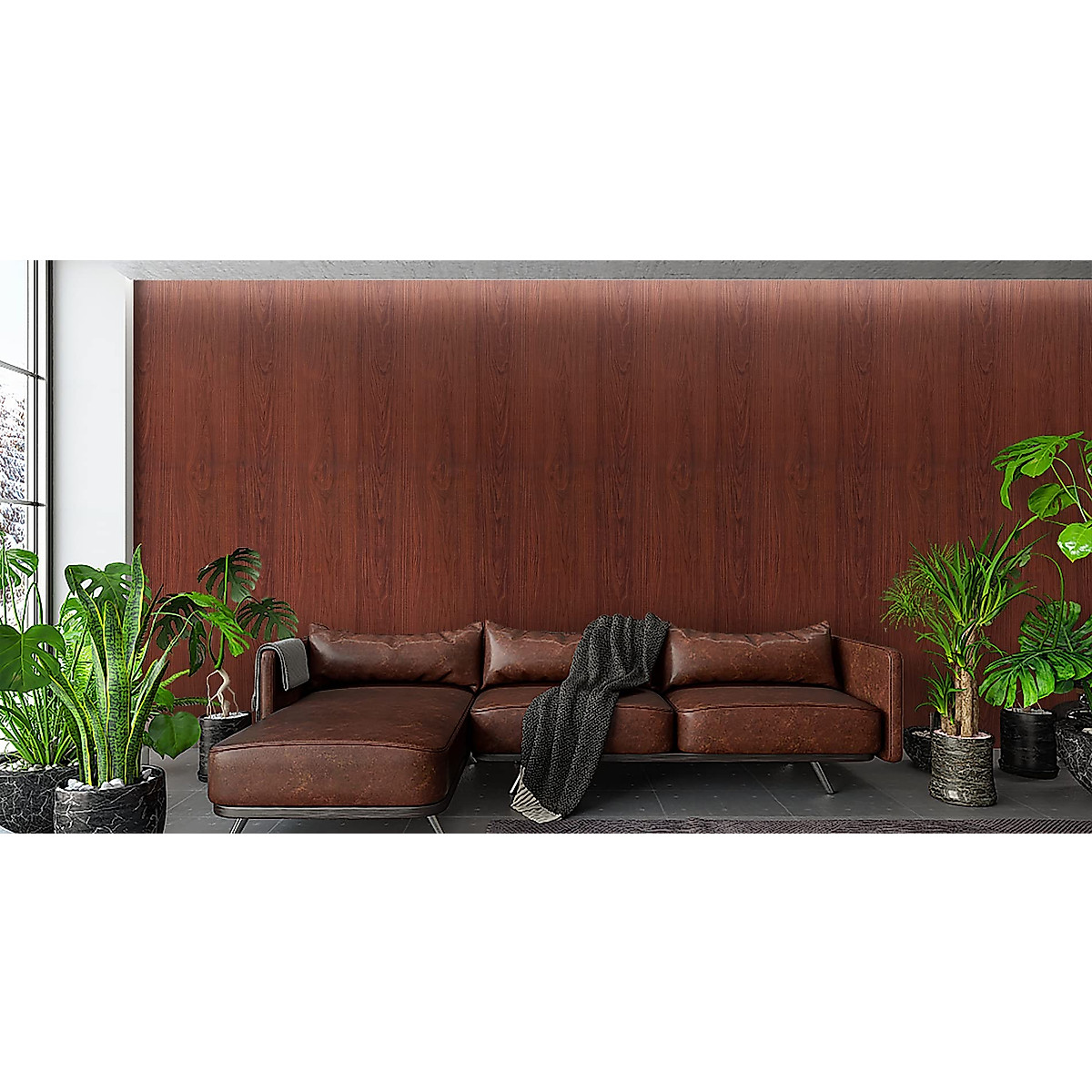 CiCiwind 118”x17.7”Red Brown Wood Peel and Stick Wallpaper Wood Contact Paper for Cabinets Closets Self-Adhesive Removable Textured Wallpaper Decorative Contact Paper for Walls Covering Vinyl Film