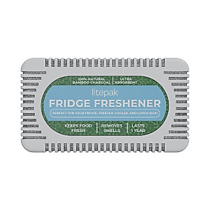 Litepak Fridge Deodorizer & Odor Eliminator - More Powerful Than Baking Soda - Bamboo Activated Charcoal Bags Odor Absorber For Refrigerator or Freezer (1 Pack)