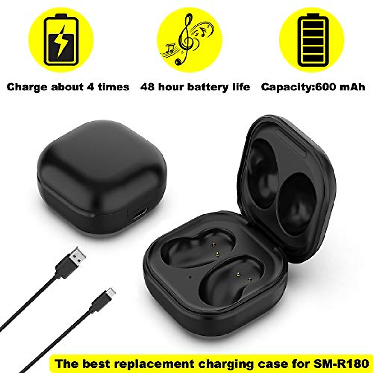 Wired Charging Case Compatible with Galaxy Buds Live SM-R180, Replacement Charger Case Cradle Dock Station (Black, Earbuds not Included)