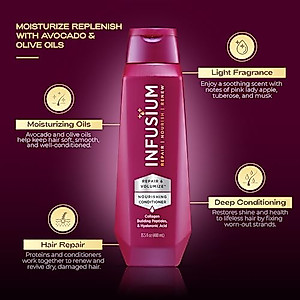 Infusium Repair & Replenish Nourishing Conditioner, with Keratin & Argan Oil, for All Hair Types, 13.5 fl oz