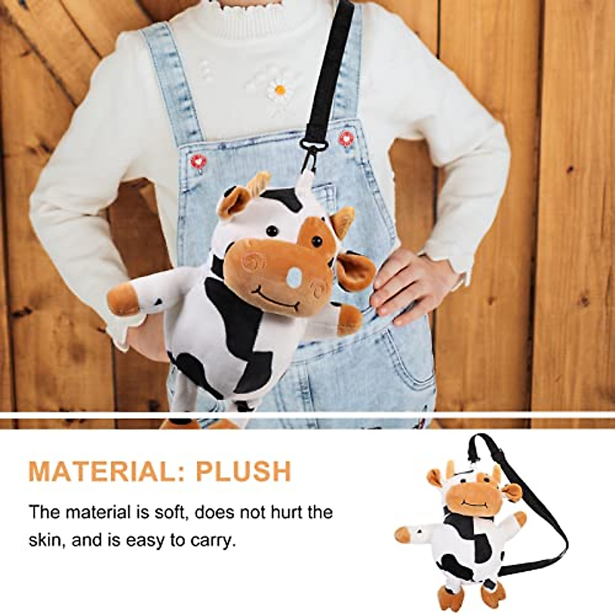 CALLARON Cow Crossbody Bag Cow Plush Backpack Cow Plush Purse Animal Crossbody Purse Exquisite Plush Bag for Women Girls