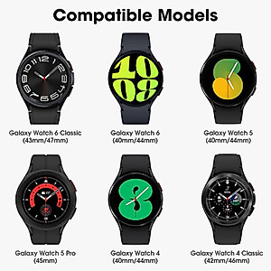 Rugged No Gap Bands Compatible with Samsung Galaxy Watch 6 4 5 Band 40mm 44mm/Galaxy Watch 6 Classic 47mm 43mm/Watch 4 Classic 46mm 42mm/Watch 5 Pro 45mm, Soft Silicone Replacement Sport Strap for Men