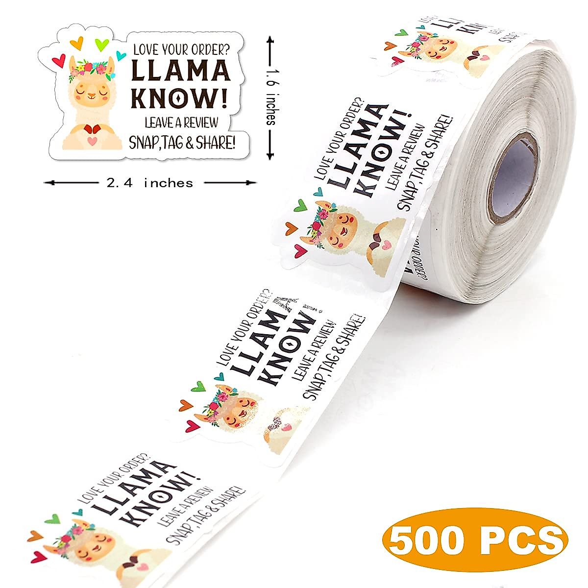 Muminglong 1.5 Inch Love Your Order Llama Know Sticker,Thank You Sticker, Small Business, Handmade Sticker,Packaging Sticker, 500 PCS
