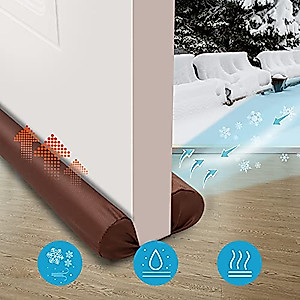 Door Draft Stopper, Draft Stopper for Bottom of Door SHMILY Adjustable Size from 32" to 38", Cover Gap Up to 1.5". Dust-Proof, Draft-Proof, Water-Proof, Winter-Proof, Block Light, Block Noise(Brown)