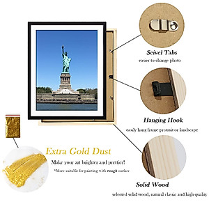 4 Pack 12x16 Picture Frame Wood Diamond Painting Frames 30x40cm Diamond Art Frame Display 10x14 in/ 25x35cm with Mat or 12x16 in/ 30x40 cm Without Mat Photo Gallery Frame Set for Wall Hanging - Black
