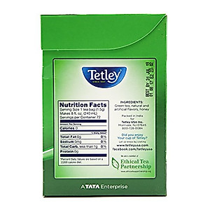 Tetley Green Tea, Honey, 72 Tea Bags