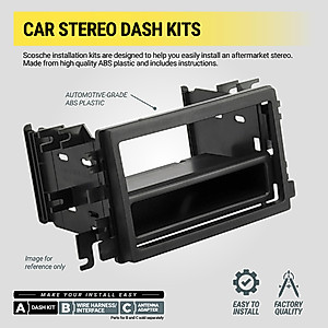 Scosche CR1291B Double DIN Radio Install Dash Kit Compatible with Select 2007-19 Chrysler, Dodge, Jeep, Mitsubishi and VW Vehicles - Car Stereo Install Kit - See Fit Guide in Images to Verify Vehicle