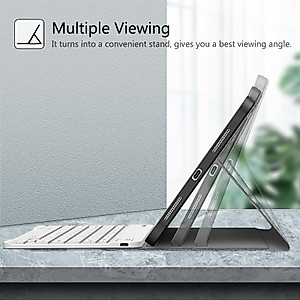 Fintie Keyboard Case for iPad Air 11-inch M2 (2024), iPad Air 5th / 4th Generation (2022/2020) 10.9 Inch - Soft TPU Back Cover w/Magnetically Detachable Bluetooth Keyboard, Gray