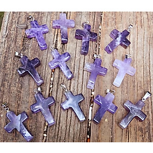 DHYANARSH Amethyst Cross Pendant for Healing and Worship - Balancing Chakras, Spiritual Tranquility