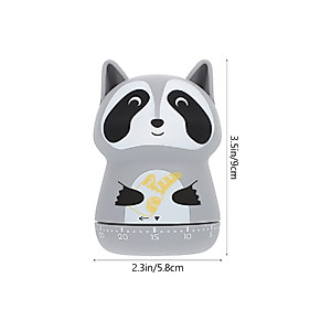 Raccoon Kitchen Timer Cooking Timepiece: Manual Mechanical Timer 60 Minutes Cute Cartoon Animal Shape Countdown Clock Portable Alarm Clock Kitchen Cooking Tool