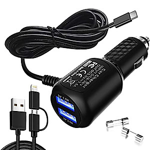Dash Cam Charger 2023 Upgraded USB-C Car Charger with Dual USB Port Compatible with, Rexing, Byakov, AKASO, Crosstour, Trekpow, Pruveeo, OldShark, Garmin and Most Other Dash Cam (11.5ft)