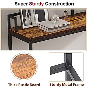 Yusong 47" Long Sofa Table, Narrow Console Table Behind Couch, Tall Bar Tables Enterway Table, Small Skinny Foyer Table for Living Room Home Office Bar, Rustic Brown