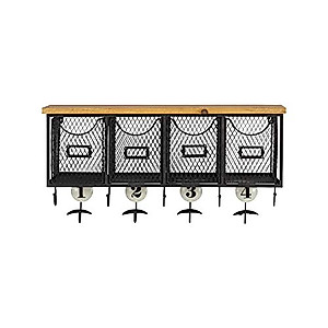 Linon 4-Basket Wall Organizer, 23.5" L x 7.25" W x 12.4" H, Brown, Black